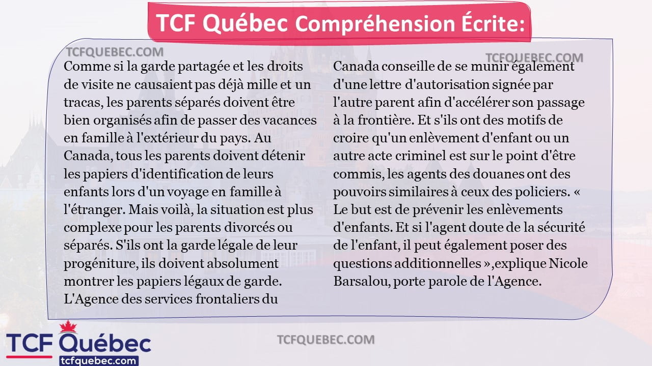 TCF Québec Compréhension Écrite: Test 02 - TCF Québec - Entraînez-vous ...