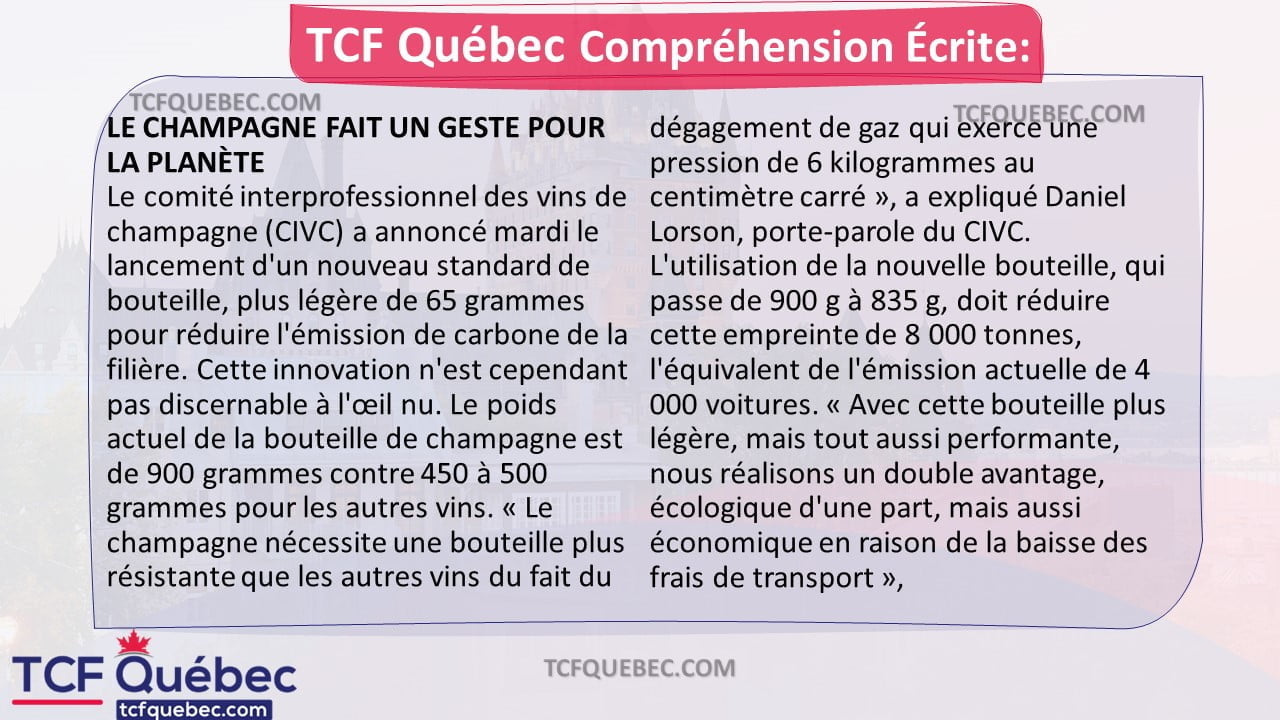 TCF Québec Compréhension Écrite: Test 04 - TCF Québec - Entraînez-vous ...